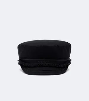 Fendi Logo Cotton Newsboy Hat - Black