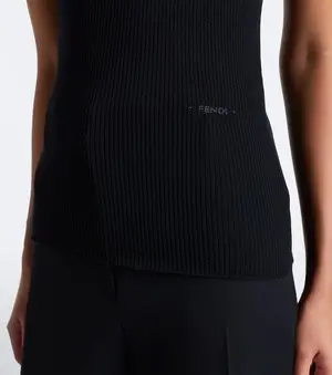 Fendi Ribbed-knit Wool-blend Polo Shirt