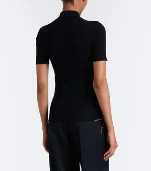 Fendi Ribbed-knit Wool-blend Polo Shirt