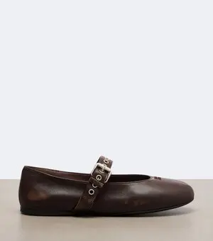 Miu Miu Leather Mary Jane Flats
