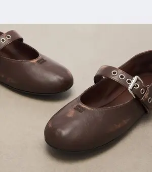 Miu Miu Leather Mary Jane Flats