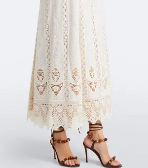 Johanna Ortiz Embroidered Crochet Midi Dress
