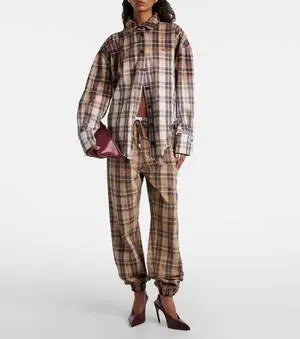 Attico Checked Cotton Flannel Cargo Pants
