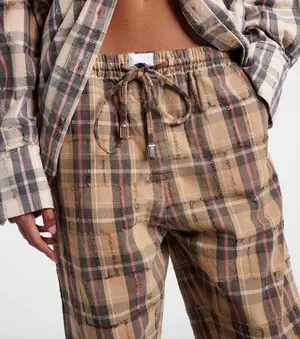 Attico Checked Cotton Flannel Cargo Pants