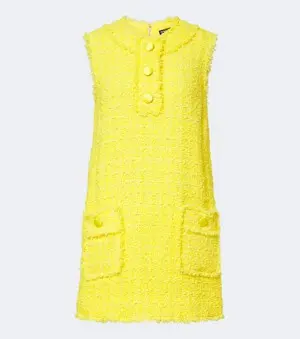 Dolce & Gabbana Cotton-blend Tweed Mini Dress - Yellow