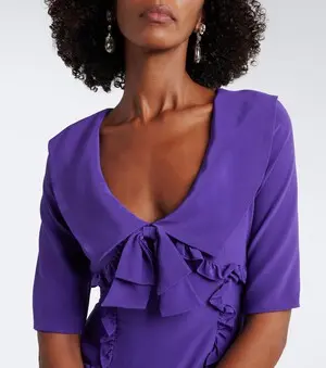 Alessandra Rich Ruffled Silk Crêpe De Chine Midi Dress