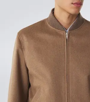 LARDINI Virgin Wool Bomber Jacket - Brown
