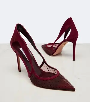 AQUAZZURA Dangerous Liaisons Mesh And Suede Pumps
