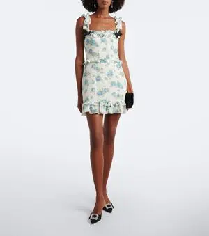 Alessandra Rich Ruffled Floral Silk Dress