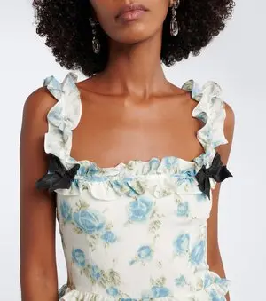 Alessandra Rich Ruffled Floral Silk Dress