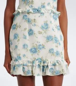 Alessandra Rich Ruffled Floral Silk Dress