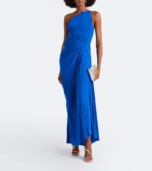 Alex Perry Ruched One-shoulder Jersey Gown