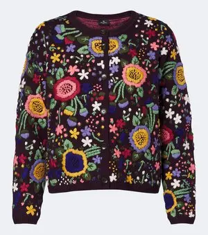 Etro Floral Embroidered Wool Cardigan - Multicoloured