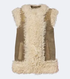 Etro Shearling-lined Embroidered Vest - Beige
