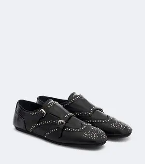Fendi Studded Leather Monk Strap Shoes