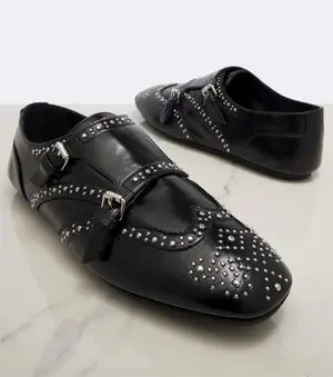 Fendi Studded Leather Monk Strap Shoes