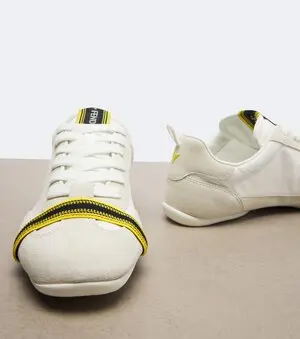 Fendi Wrap Suede-trimmed Sneakers