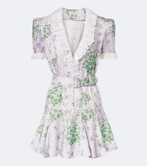 RODARTE Floral Silk Twill Minidress - Purple