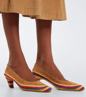 Gabriela Hearst Peggy Suede And Raffia Pumps