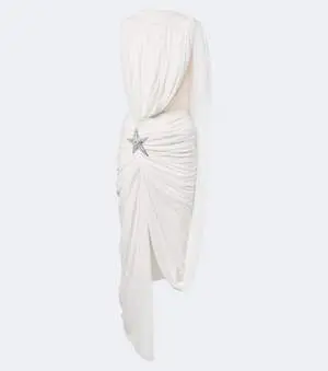 David Koma Asymmetric Draped Embellished Midi Dress
