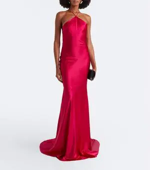 Alex Perry Halterneck Silk Satin Gown