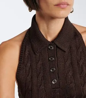 Ralph Lauren Cable-knit Silk Halterneck Top