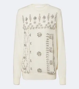 Costarellos Madley Crystal-embellished Crewneck Sweater - White