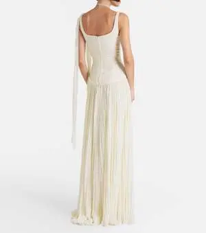 MARMAR HALIM Ana" Gown In Butter Yellow Crepe And Chiffon