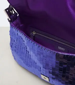 Fendi Baguette Small Sequined Shoulder Bag