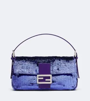 Fendi Baguette Small Sequined Shoulder Bag - Purple
