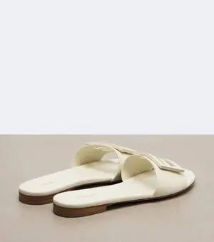 Fendi Ff Leather Slides