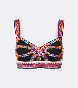 Dolce & Gabbana Carretto Silk-blend Crop Top - Multicoloured