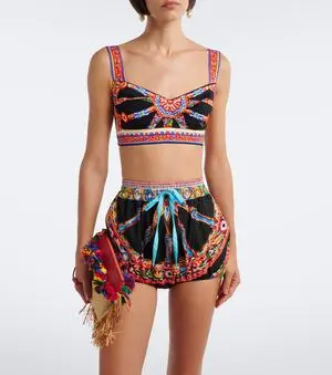 Dolce & Gabbana Carretto Silk-blend Crop Top