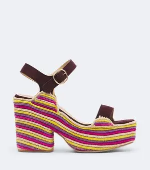 Gabriela Hearst Sardis Suede And Raffia Platform Sandals