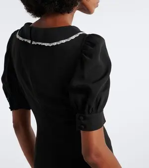 Alessandra Rich Lace-trimmed Cady Midi Dress