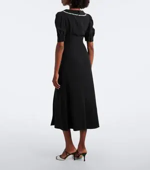 Alessandra Rich Lace-trimmed Cady Midi Dress