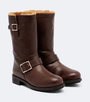 JIMMY CHOO Biker Leather Knee-high Boots - Brown