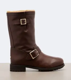 JIMMY CHOO Biker Leather Knee-high Boots - Brown