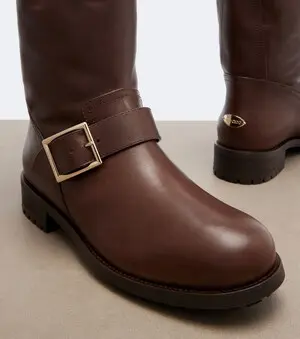 JIMMY CHOO Biker Leather Knee-high Boots - Brown