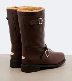 JIMMY CHOO Biker Leather Knee-high Boots - Brown