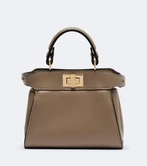 Fendi Peekaboo® Mini Leather Top-handle Bag - Beige