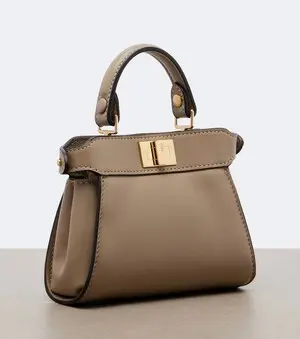 Fendi Peekaboo® Mini Leather Top-handle Bag - Beige