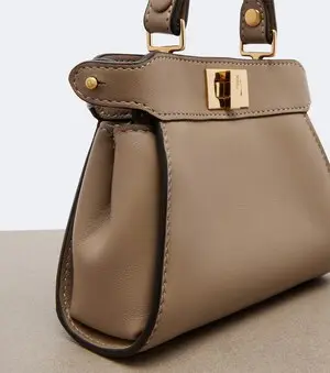 Fendi Peekaboo® Mini Leather Top-handle Bag - Beige