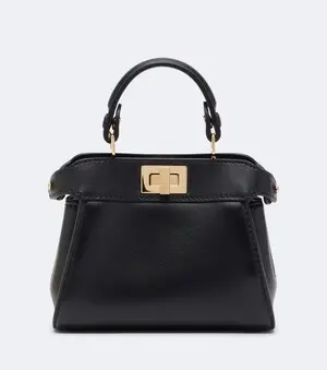 Fendi Fendi Peekaboo® Mini Leather Top-Handle Bag Black