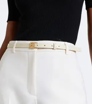 Fendi Ff Leather Belt - White