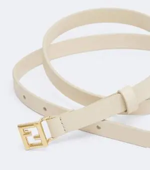 Fendi Ff Leather Belt - White