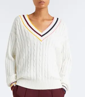 The Upside Josette Cable-knit Cotton Sweater - White