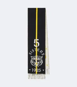 Fendi Reversible Jacquard Wool And Cashmere Scarf - Black