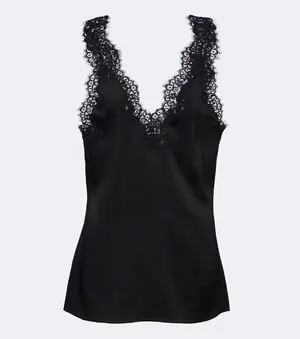 Stella McCartney Lace-trimmed Satin Top - Black