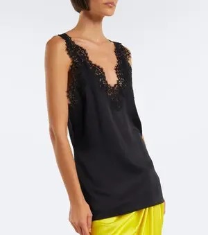 Stella McCartney Lace-trimmed Satin Top